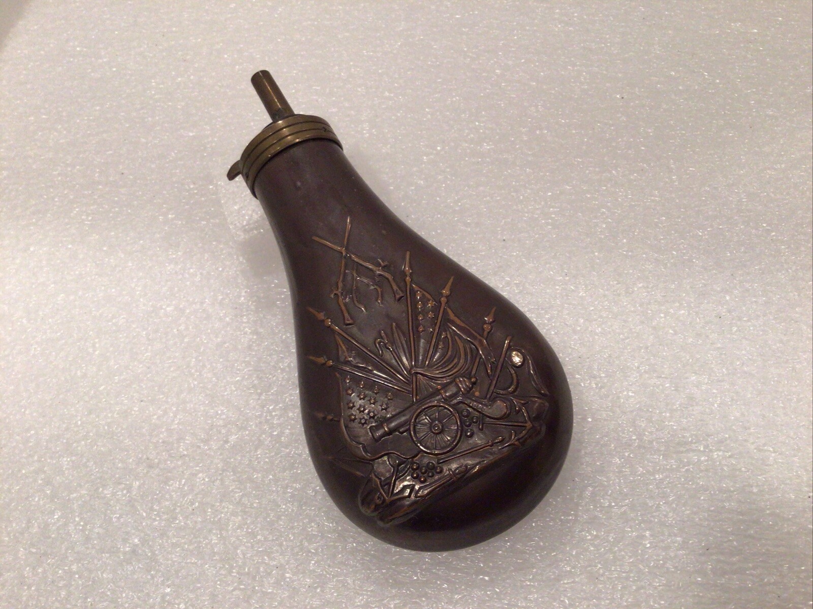 VTG COPPER BRASS GUN POWDER BOTTLE FLASK US CIVIL WAR CANNON,MUSKETS ...