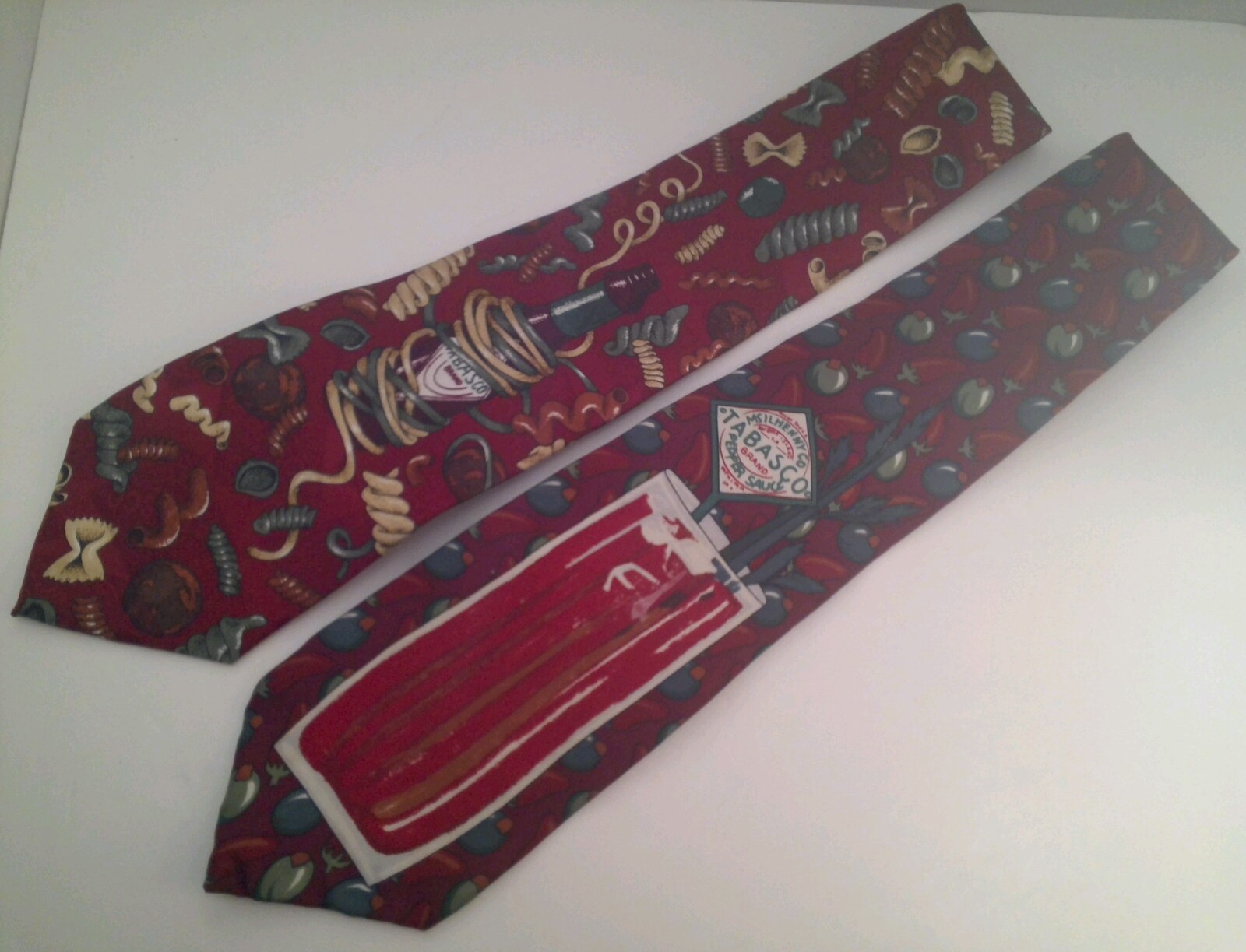 Necktie Pasta Tabasco Chili Peppers Lot of 2 100% Silk, Classic (57 in ...