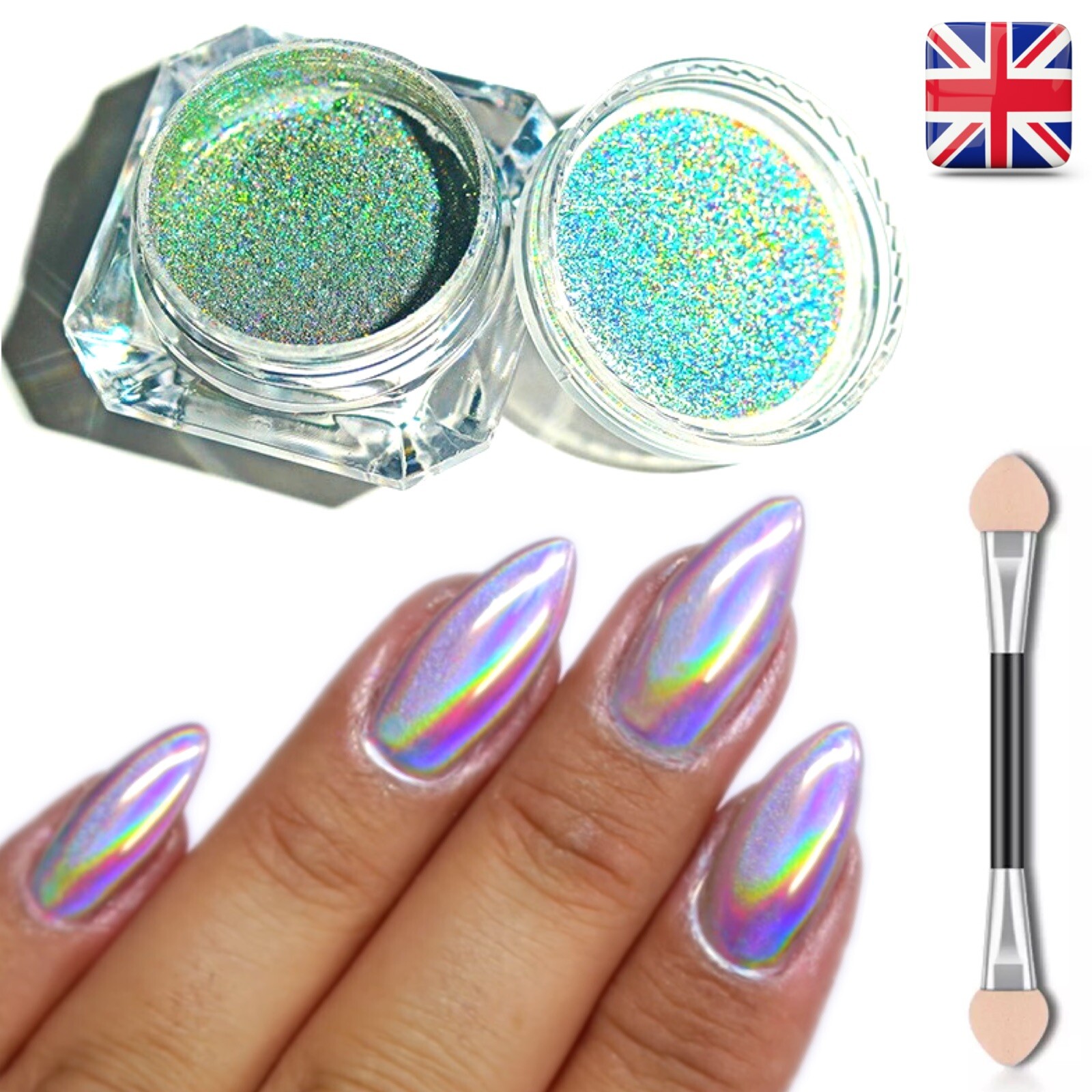HOLOGRAPHIC POWDER 15 MICRONS RAINBOW UNICORN PIGMENT MIRROR CHROME ...