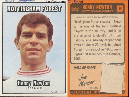 1971 035 HENRY NEWTON NOTTINGHAM FOREST ENGLAND CARD FOOTBALLER ORANGE ...