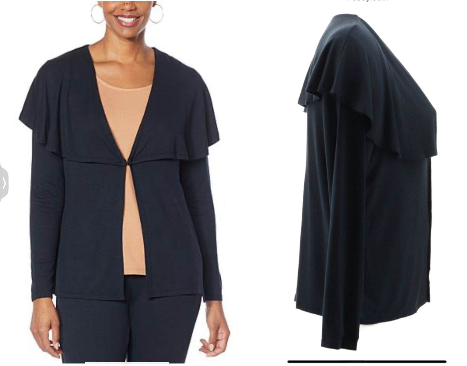 NEW Colleen Lopez SZ L French Terry Caped-Shoulder Topper JACKET BLAZER ...