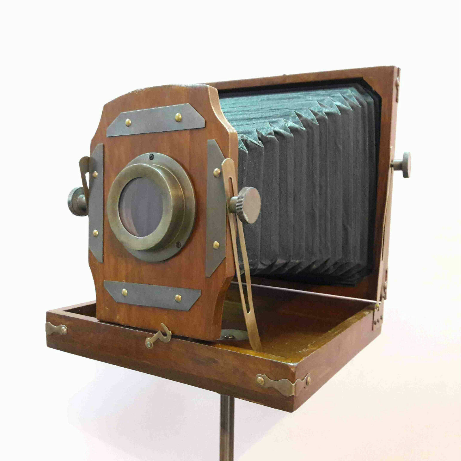 Vintage Style Antique Folding Camera With Wooden Tripod Collectible ...