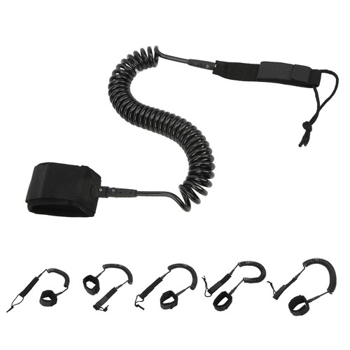 New Surfboard Leash High Elasticity TPU Black Adjustable Coiled Surfing ...