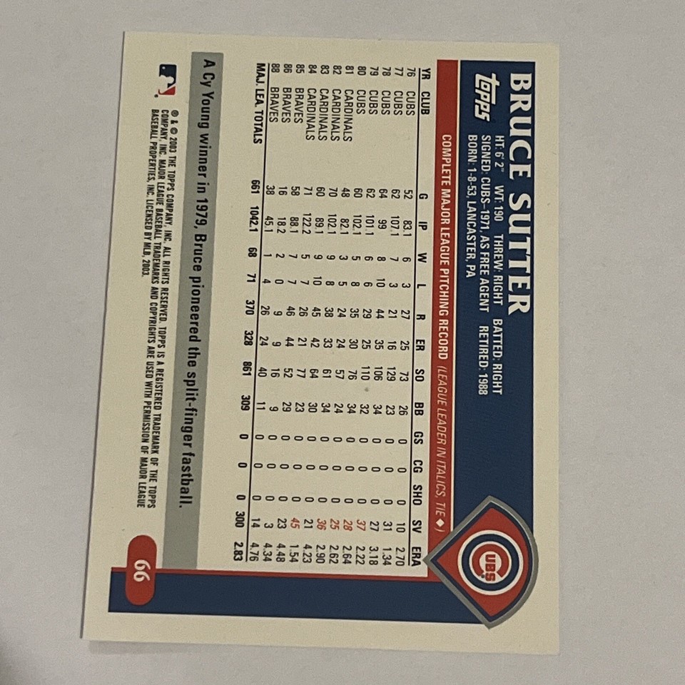 2003 Topps Retired Signature Edition Bruce Sutter #66 HOF | eBay