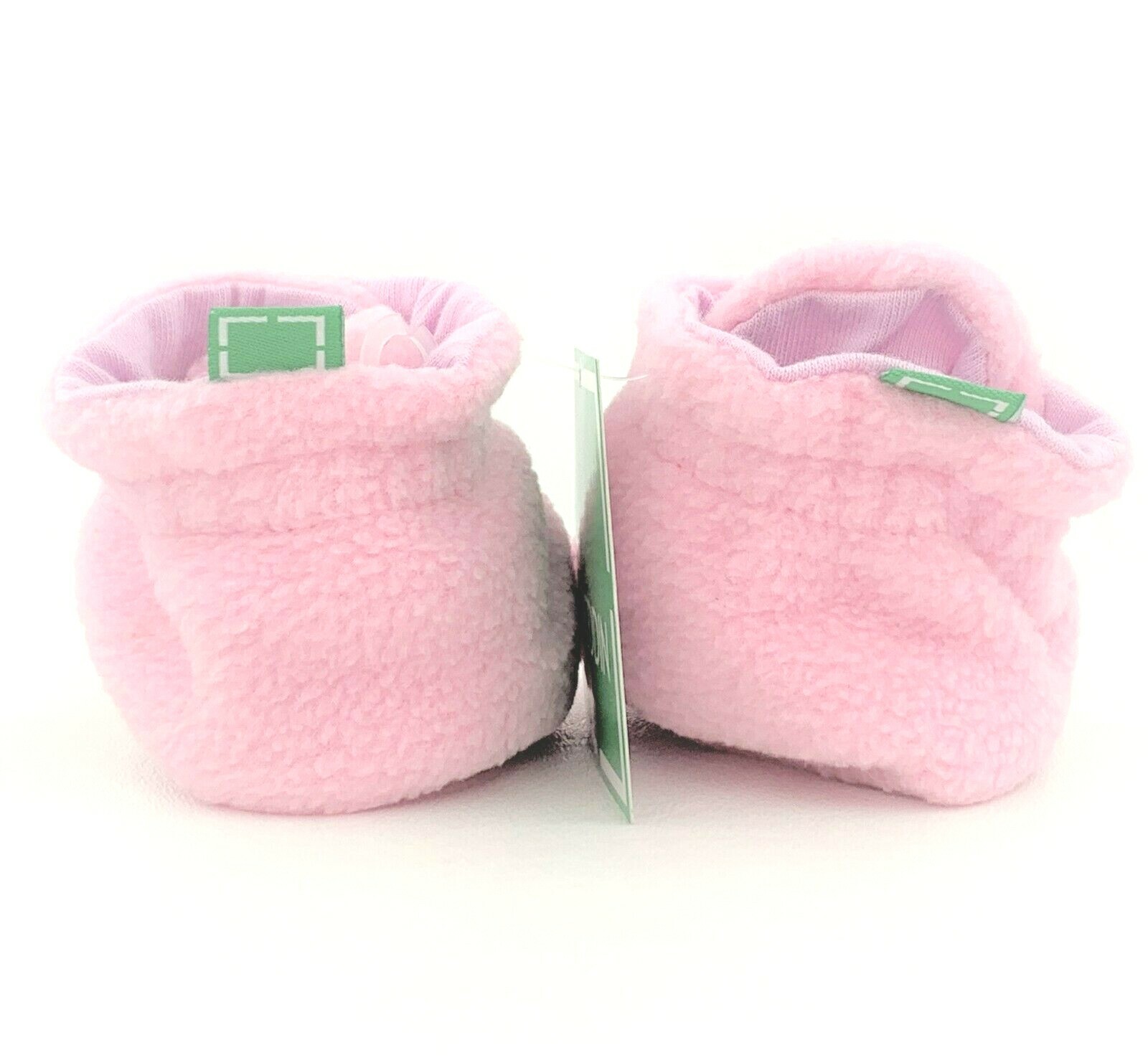 Pink Fleece Infant Baby Booties Slipper Adjustable Snap Front Stay-On ...