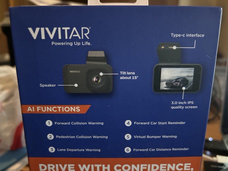 Vivitar AI Drive Cam 4K HD Two-way Dash Cam New Black Built in WiFI ...
