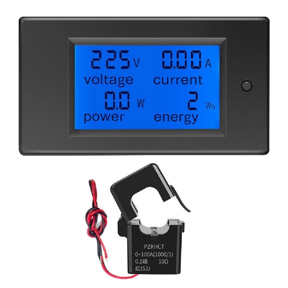 For Home Energy Monitoring AC Power Meter Watt KWh Monitor 80~260VAC ...