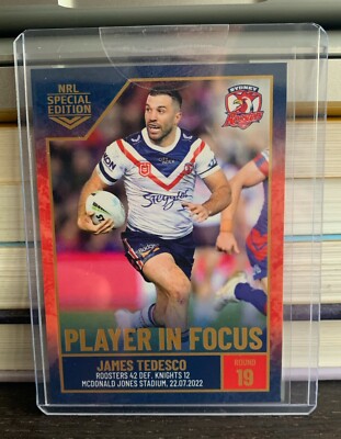 2022 James Tedesco *14/102* NRL Traders Player in Focus Card Roosters ...