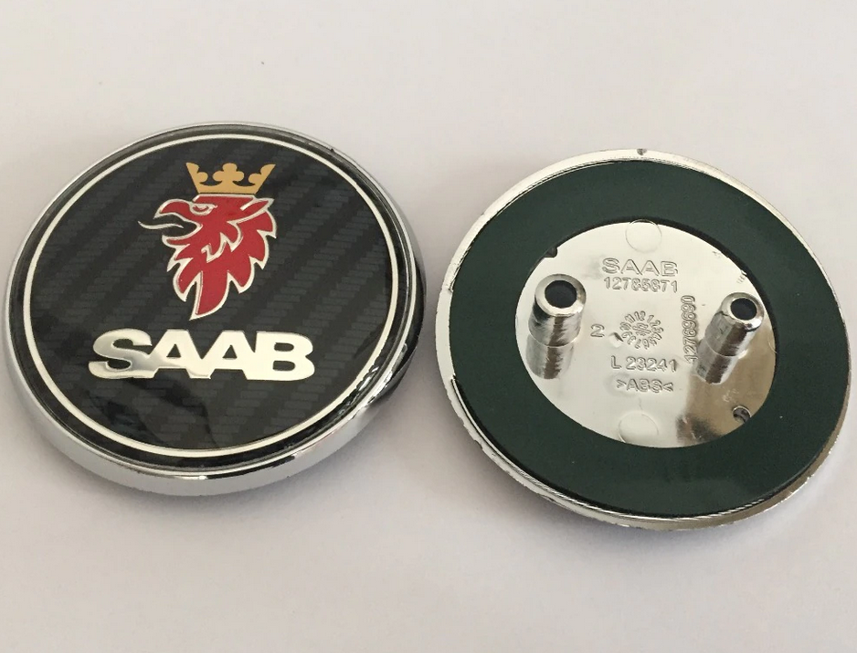 1pc 68mm Saab Black Carbon Back Rear Trunk Emblem Badge Decal 9-3 9-5 ...