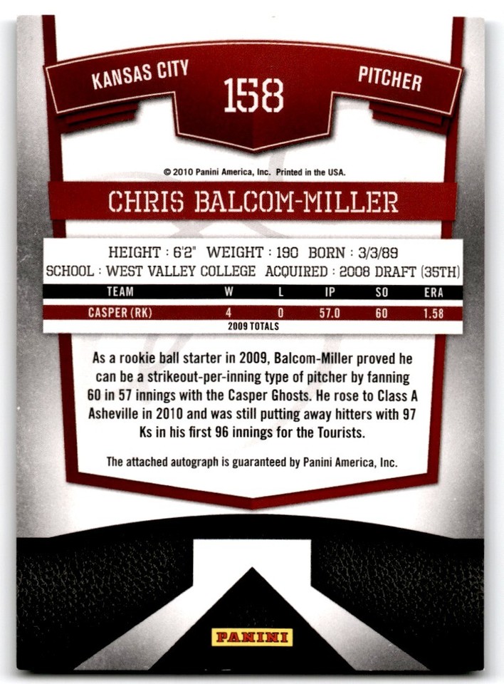 2010 Donruss Elite Extra Edition Chris Balcom-Miller Rookie Auto /819 ...