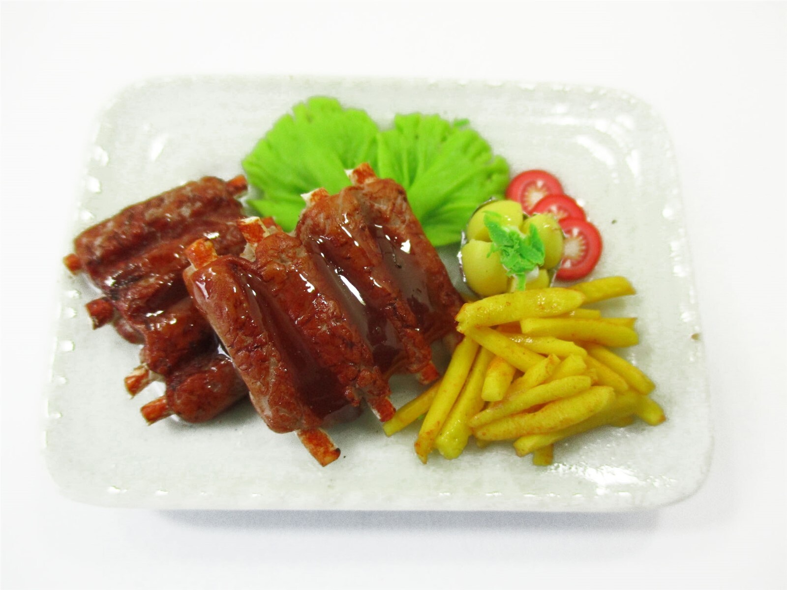 1:6 Dollhouse Miniatures Food Honey Pork Ribs BBQ Dollhouse Food 14971 ...