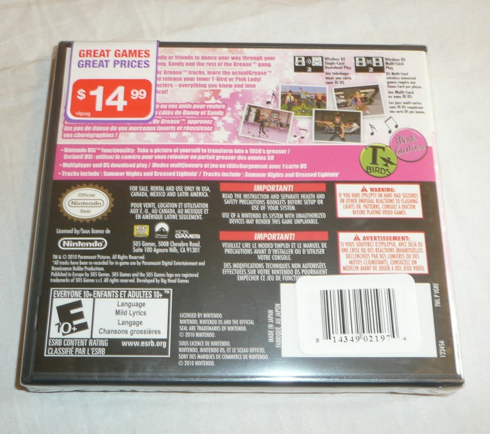 Nintendo DS GREASE The Official Video Game - NintendoDS 2010 | eBay