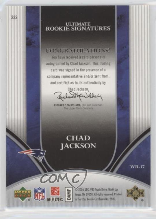 2006 Ultimate Collection - Ultimate Rookie Signatures #222 Chad Jackson ...