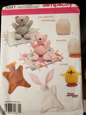 OOP Simplicity 1681. Bear, Blanket, Blanket Animals & Chick Toy! FREE ...