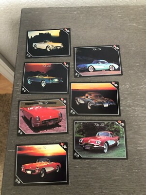 (7) 1950s Corvette Set Cards - 1953 thru 1959 Production stats on back ...