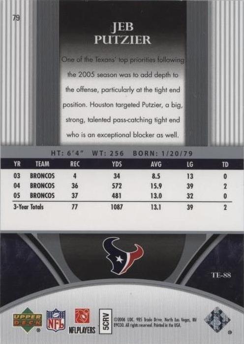 2006 Ultimate Collection Jeb Putzier #79 for sale | eBay