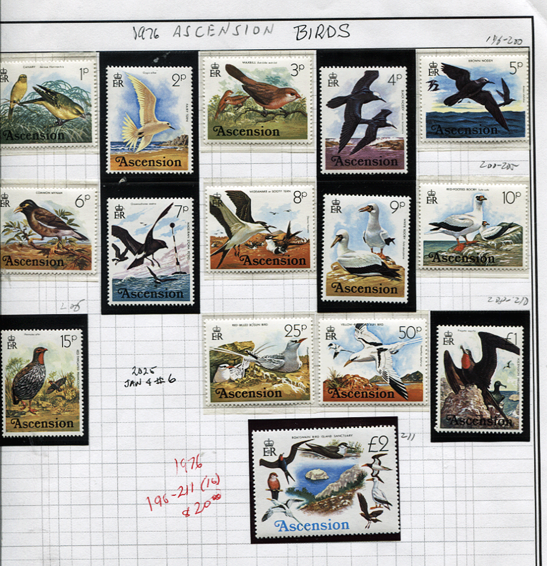 🦋🦋Ascension 1976 BIRDS short set #196/211(15)MH, OG, VF, Sc$19.00 | eBay UK