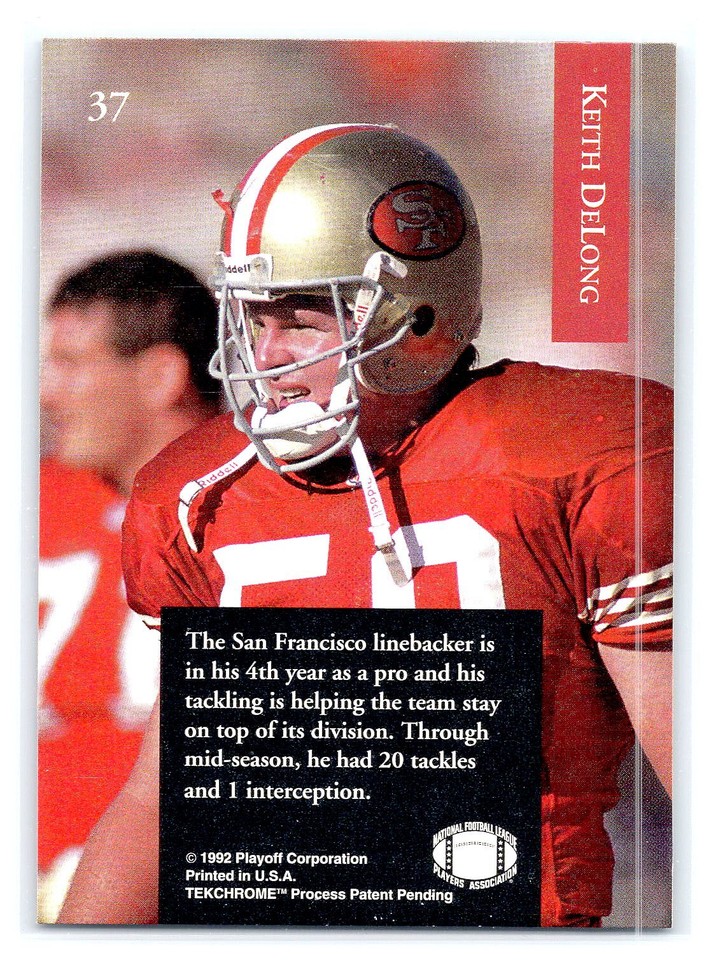 1992 Playoff Football #37 Keith DeLong San Francisco 49ers | eBay