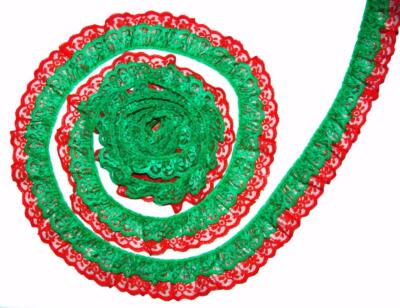 GREEN/RED~DOUBLE Ruffle 2 Inch Candlewick Lace Trim~By 5 Yards | eBay