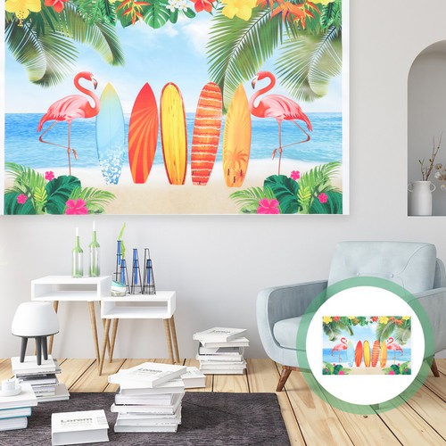 Beach Themed Decor Hawaiian Surfboard Background Backdrop Party Props ...