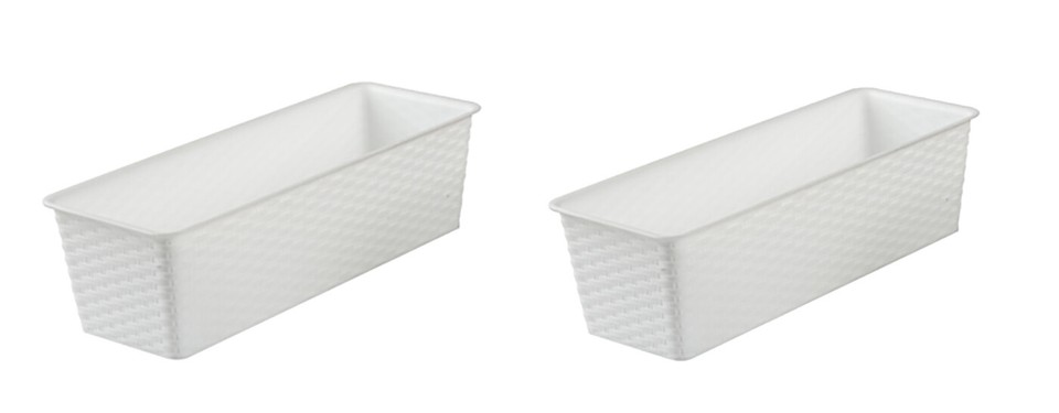 Set of 2 Plastic 50cm Troughs Planters Window Box Balcony Plant Pot ...