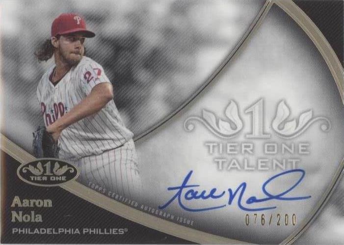 2020 Topps Tier One - Tier One Talent Autographs Aaron Nola #T1TA-AN ...