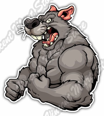 Strong Mouse Cartoon Funny Gift Idea Car Bumper Vinyl Sticker Decal 4 ...