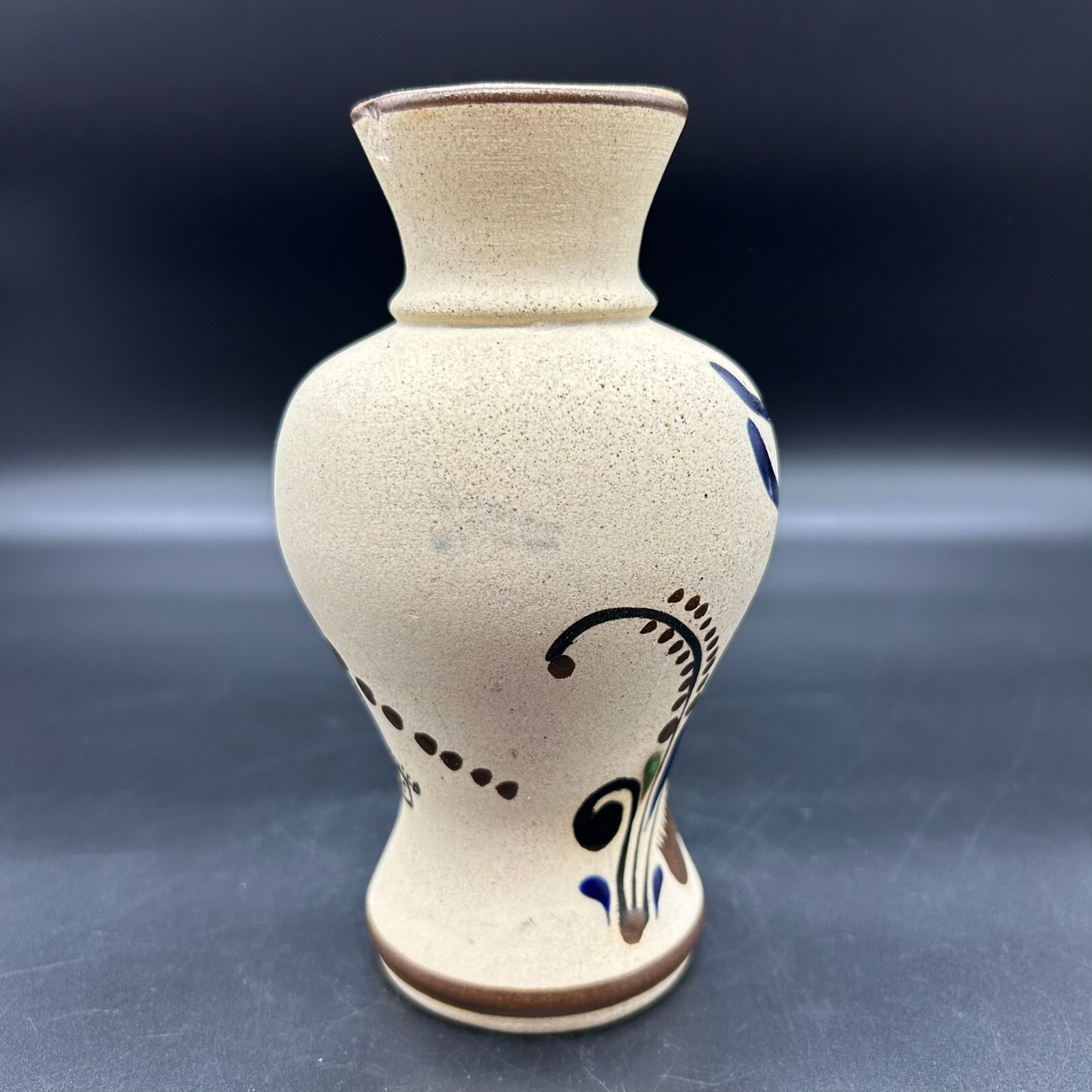 Tonala Pottery Sanded 6" Vase Hand Painted Birds Flowers Made in Mexico ...