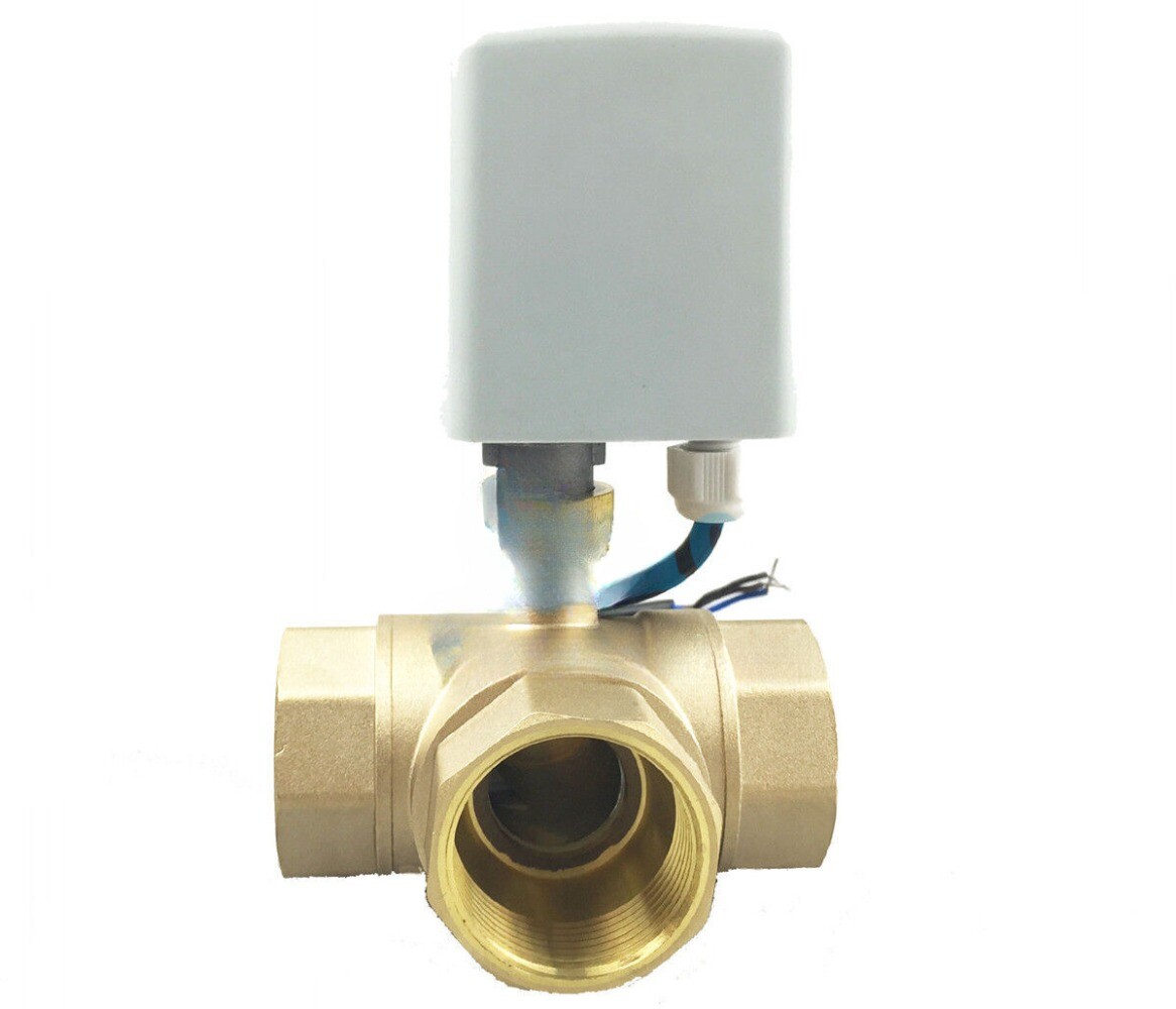 G1-1/4" DN32 Brass 3 Way 220VAC Motorized Ball Valve T Type Electrical ...