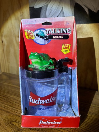 RARE 1997 Budweiser Anheuser Busch Talking Frog Beer Mug MIP Bud-Weis ...