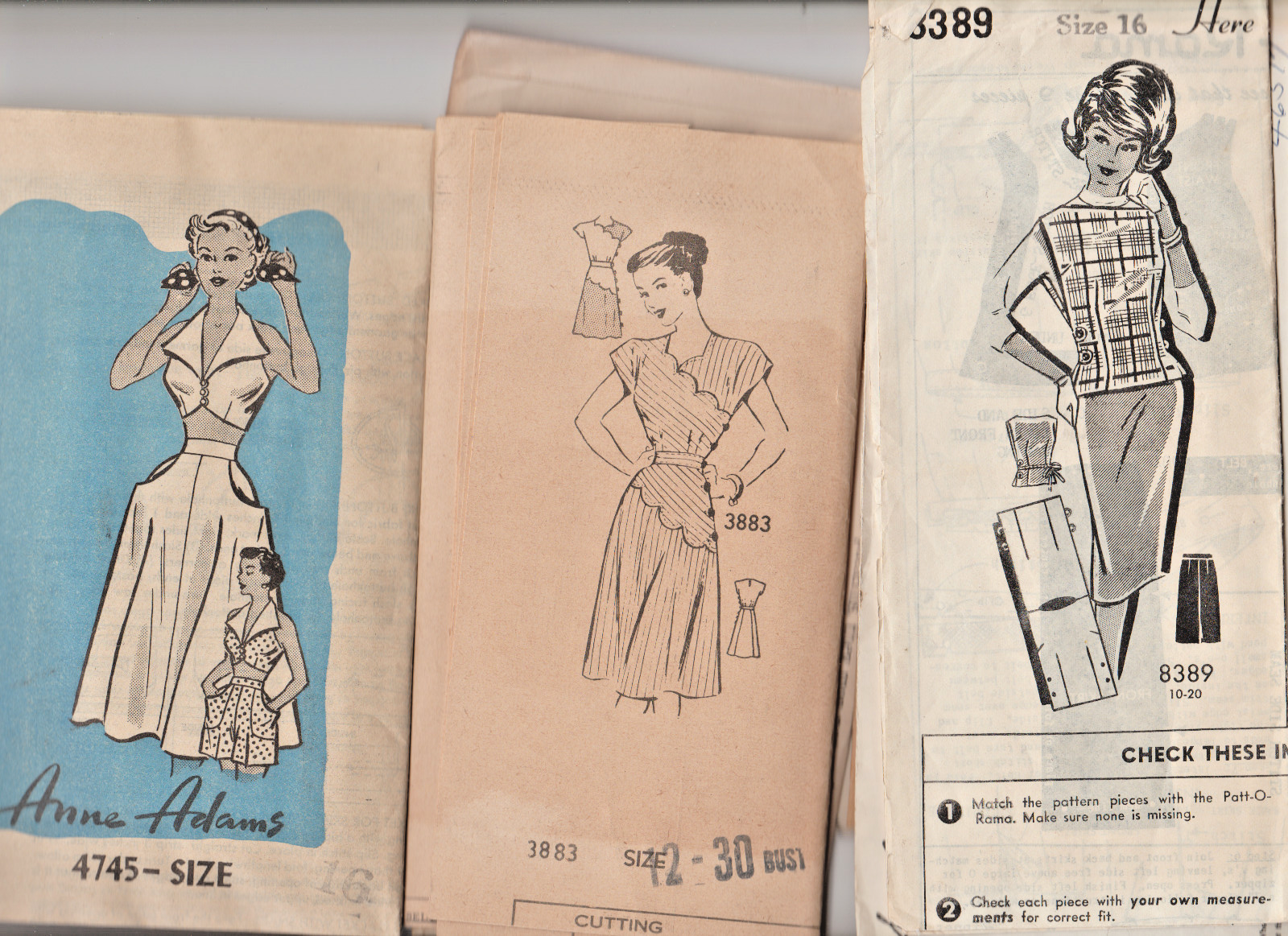 (3)1940s Vintage(1)Anne Adams 4745 S16" Halter Sun Dress/+moreMAIL ...