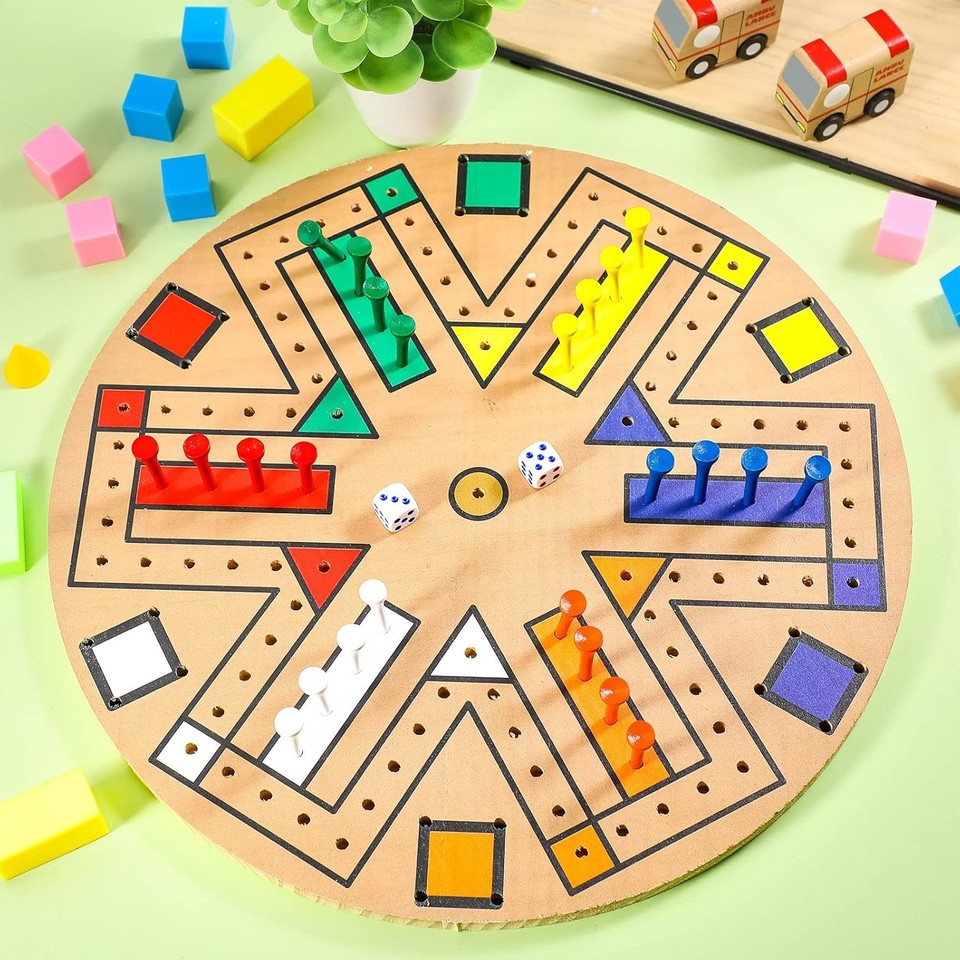 Fast Track Board Game Wooden 3-6 Players Board Game Set with 24 Board ...