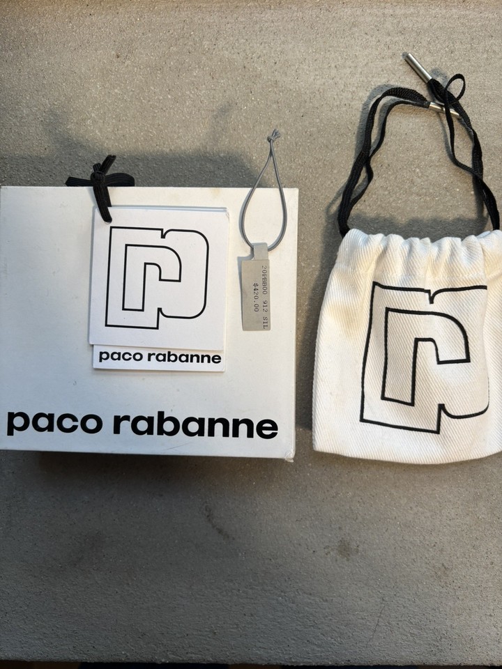 PACO RABANNE Silver Mesh NWT Crystal NECKLACE MINI Bag Purse 28 ...