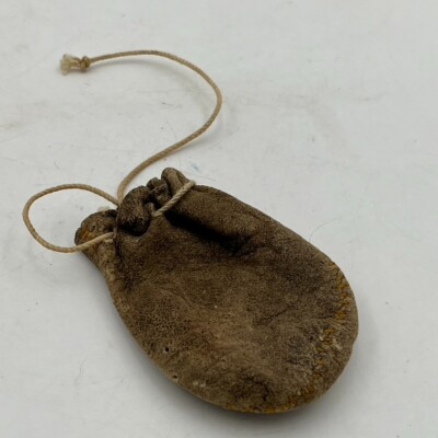 LEATHER DRAWSTRING MARBLE BAG SACK POUCH SATCHEL DITTY STASH ANTIQUE ...