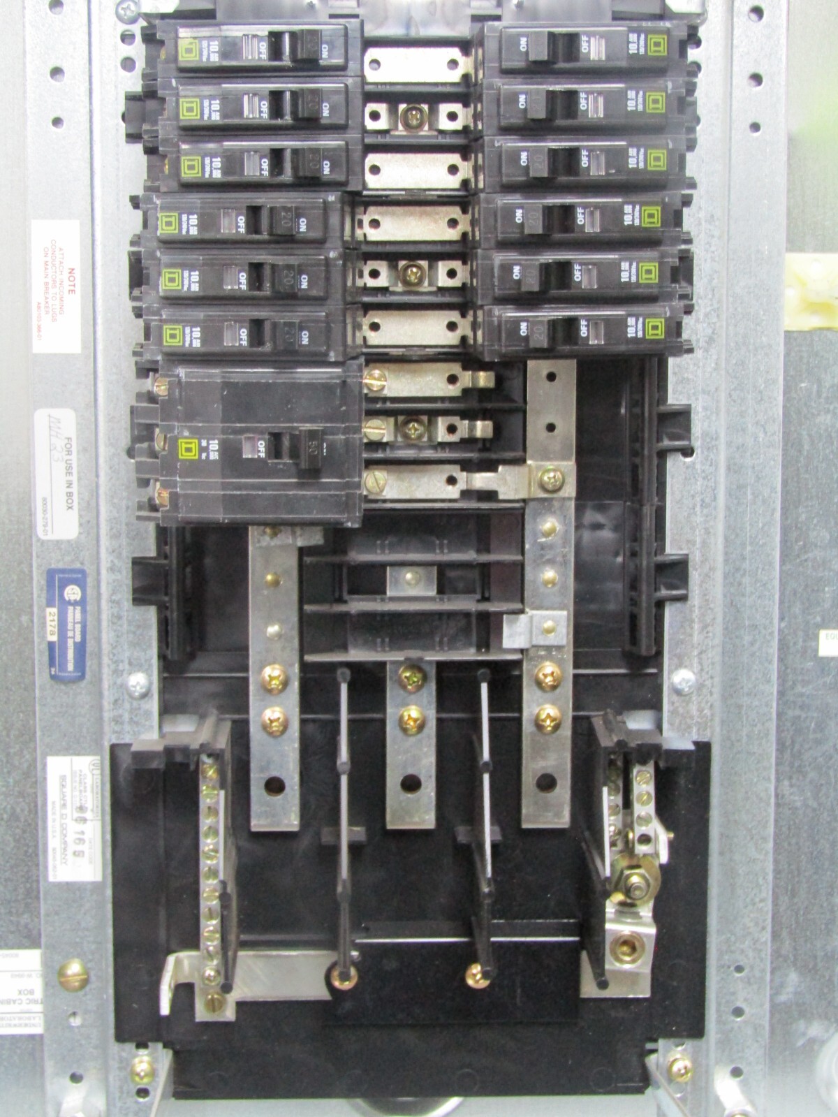 😏 SQUARE D 50 AMP MAIN BREAKER PANELBOARD 208Y/120 VAC 3 PHASE 12 ...