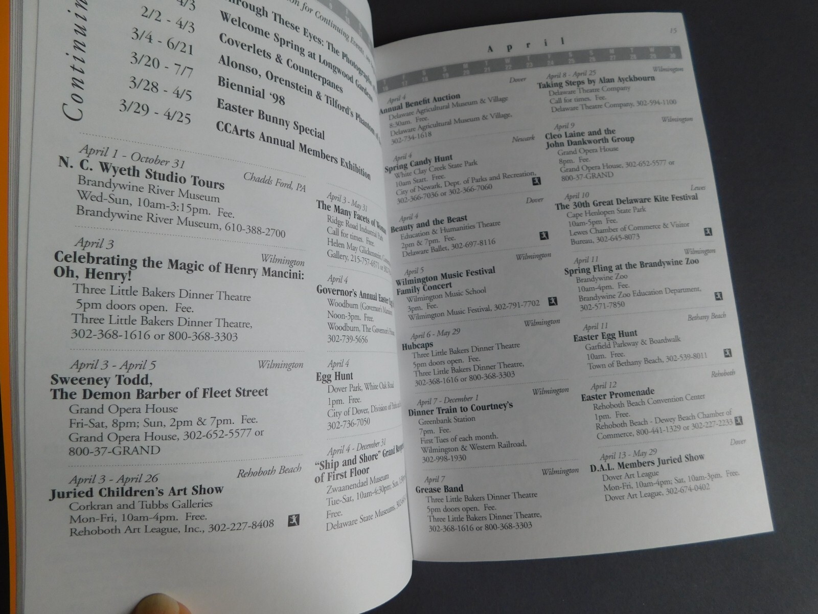 Calendar of Events 1998: Delaware: Journey through America's Past ...