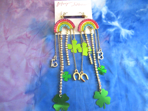 BETSEY JOHNSON AUTHENTIC “LUCKING OUT” RAINBOW CHANDELIER EARRINGS ...