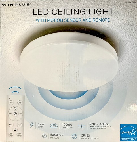 Winplus LTM 116583 Control & Motion Activated LED Ceiling Light with ...