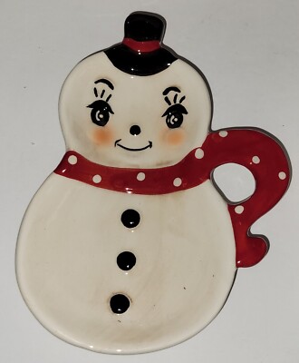 Vintage Look Snowman Christmas Spoon Rest Ceramic 6 X 4.5" | eBay