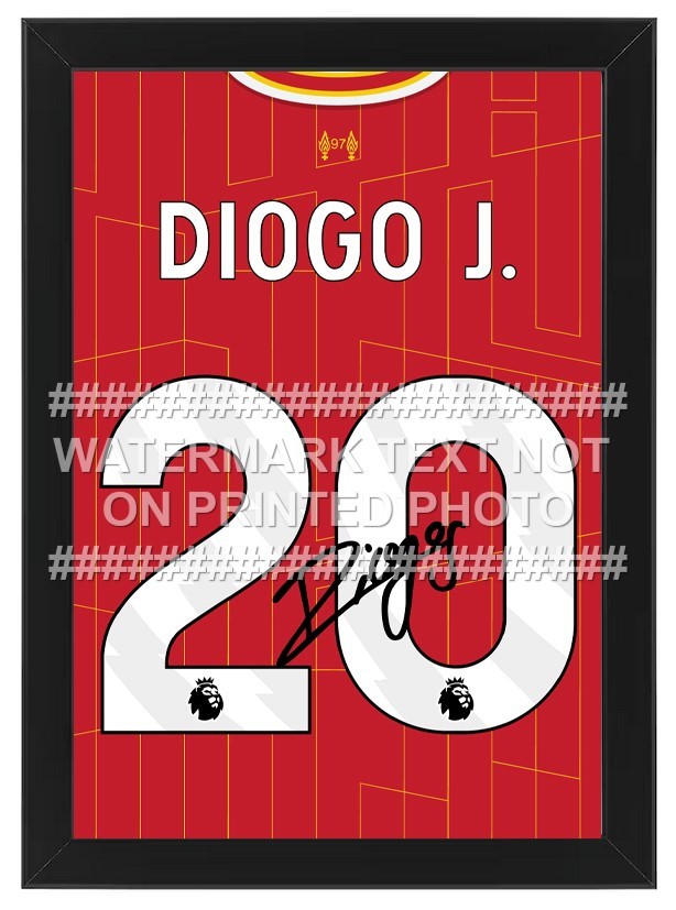 DIOGO JOTA 2024 2025 SIGNED (PRINTED) LIVERPOOL PHOTO FRAMED AUTOGRAPH ...