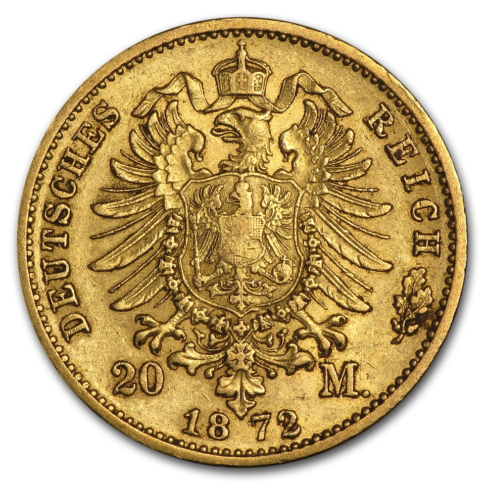 1872-1873 Germany Gold 20 Marks Württemberg Karl Avg Circ | eBay