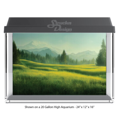 Green Grass Landscape Polyester Fish Tank Glass Backdrop Aquarium ...