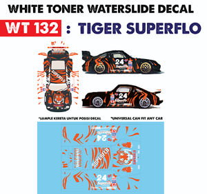 WT132 White Toner Waterslide Decal >TIGER SUPERFLO > For Custom 1:64 ...