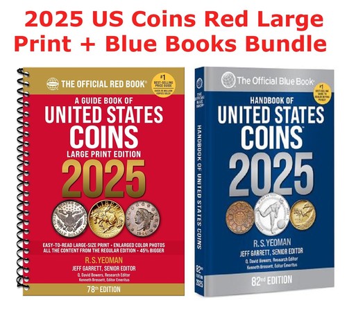 2025 Large Print Red Book Price Guide United States US Coin + Blue ...