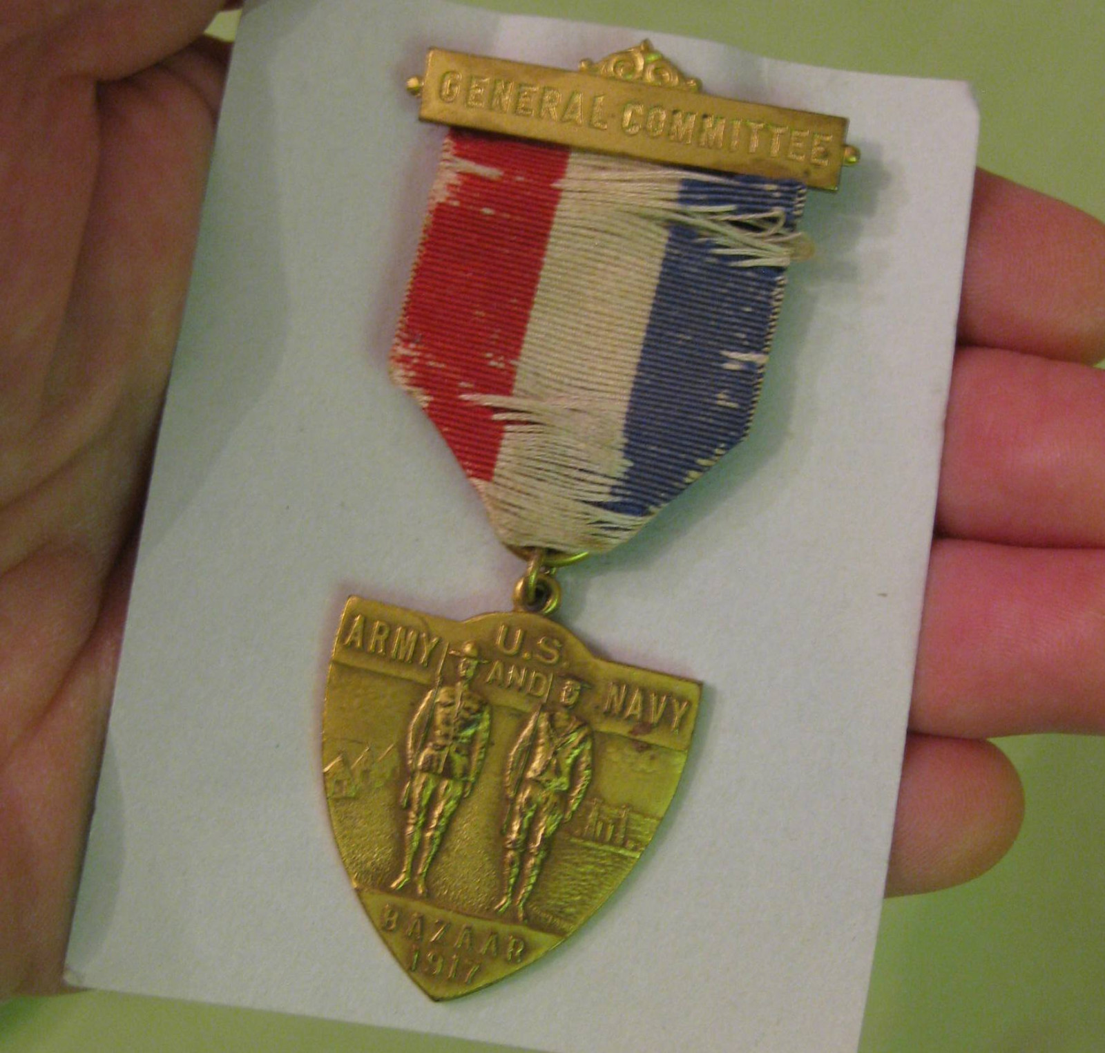 Antique 1917 US Army and Navy General Commitee Ribbon Badge | eBay