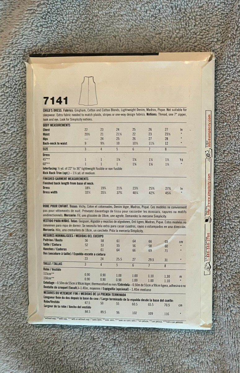 2 Simplicity Patterns ~ 7141 & 9410 ~ Size 3-8 ~ ~ ~ ~ ~ Listing MP 59 ...