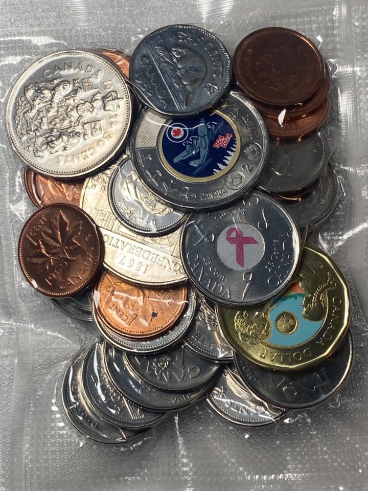 Canadian Coin Collection - Pack of 50 Random Coins $2 $1 50C 25C 10C 5C ...