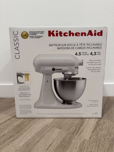 KitchenAid Classic Series 4.5 Quart Tilt-Head Stand Mixer K45SS, White ...