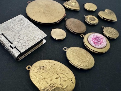 Vintage Mixed Metals Lockets Charms Pendants Lot 12 | eBay