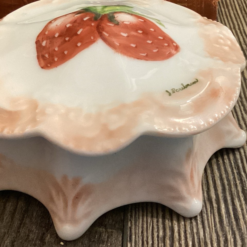 Strawberry Signed Trinket Box Unusual Rare J Perelman Hand Painted | eBay